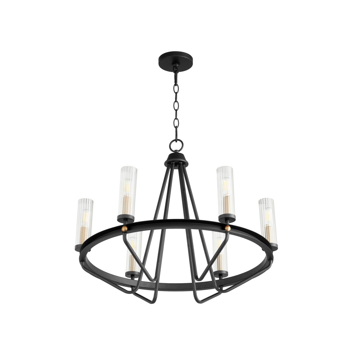 Quorum 629-6-6980 Empire 6 Light 26 inch Noir with Aged Brass Chandelier Ceiling Light