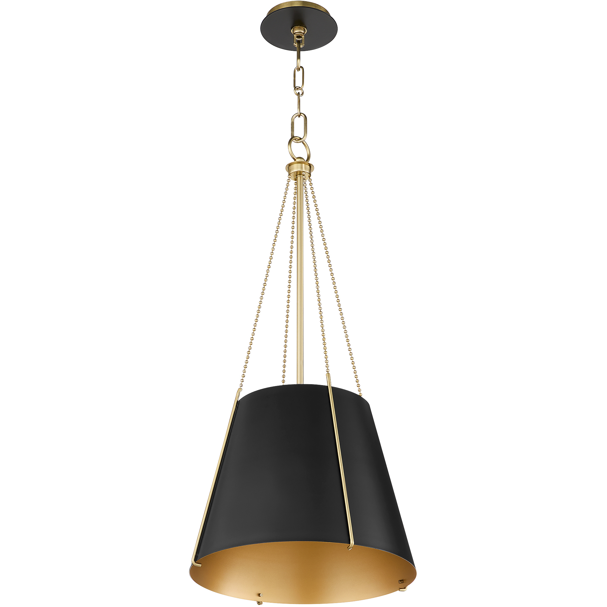 Quorum 862-1-5980 Denise 1 Light 15 inch Matte Black and Aged Brass Pendant Ceiling Light