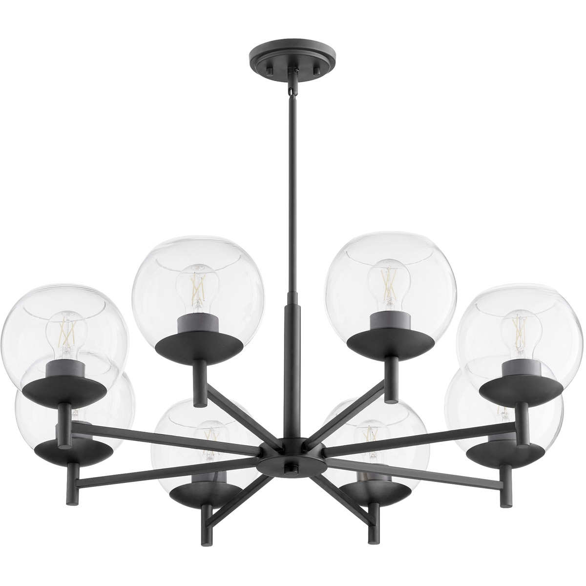 Quorum 678-8-59 Lyon 8 Light 34 inch Matte Black Chandelier Ceiling Light