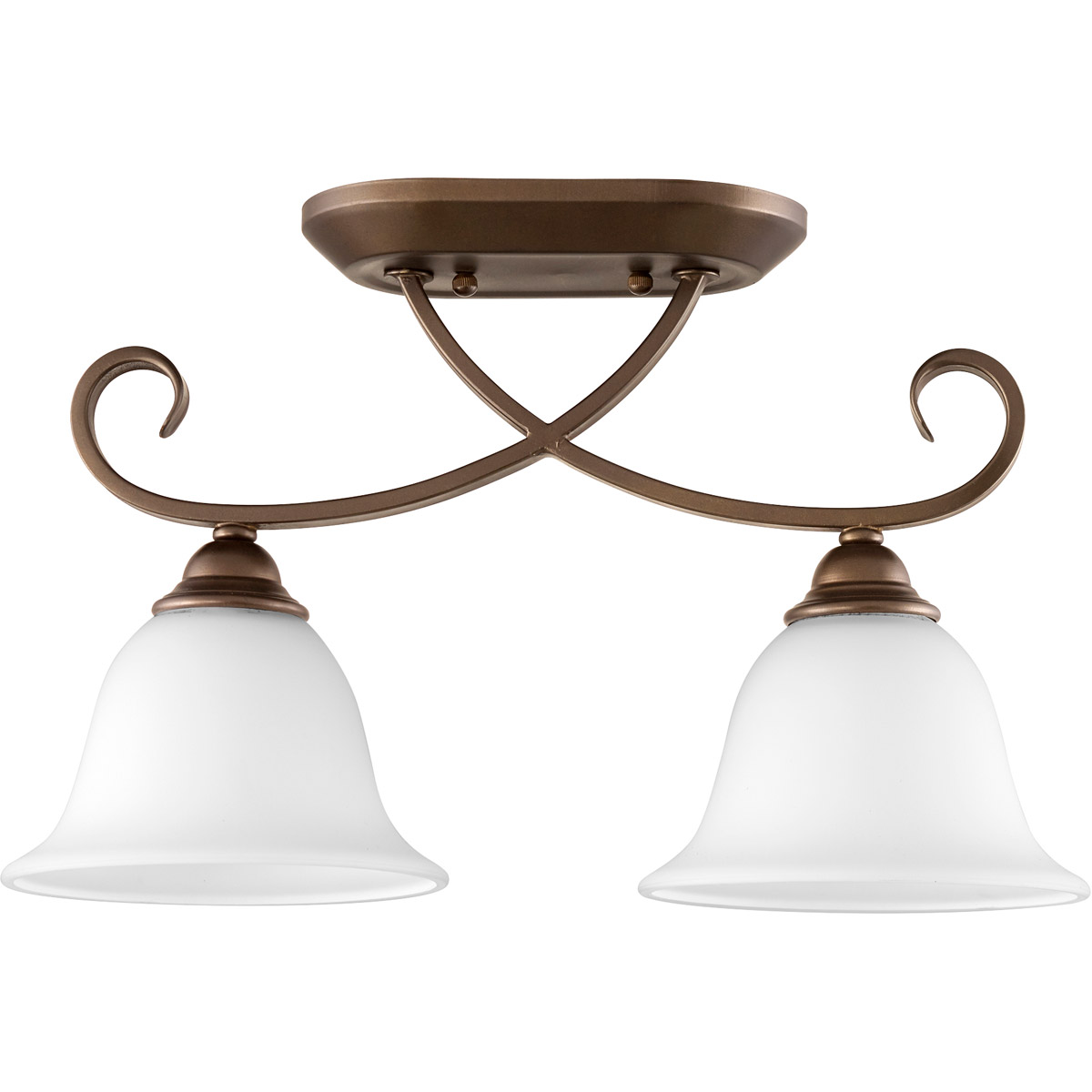 Quorum 3253-2-186 Celesta 2 Light 7 inch Oiled Bronze Ceiling Sink Ceiling Light, Satin Opal